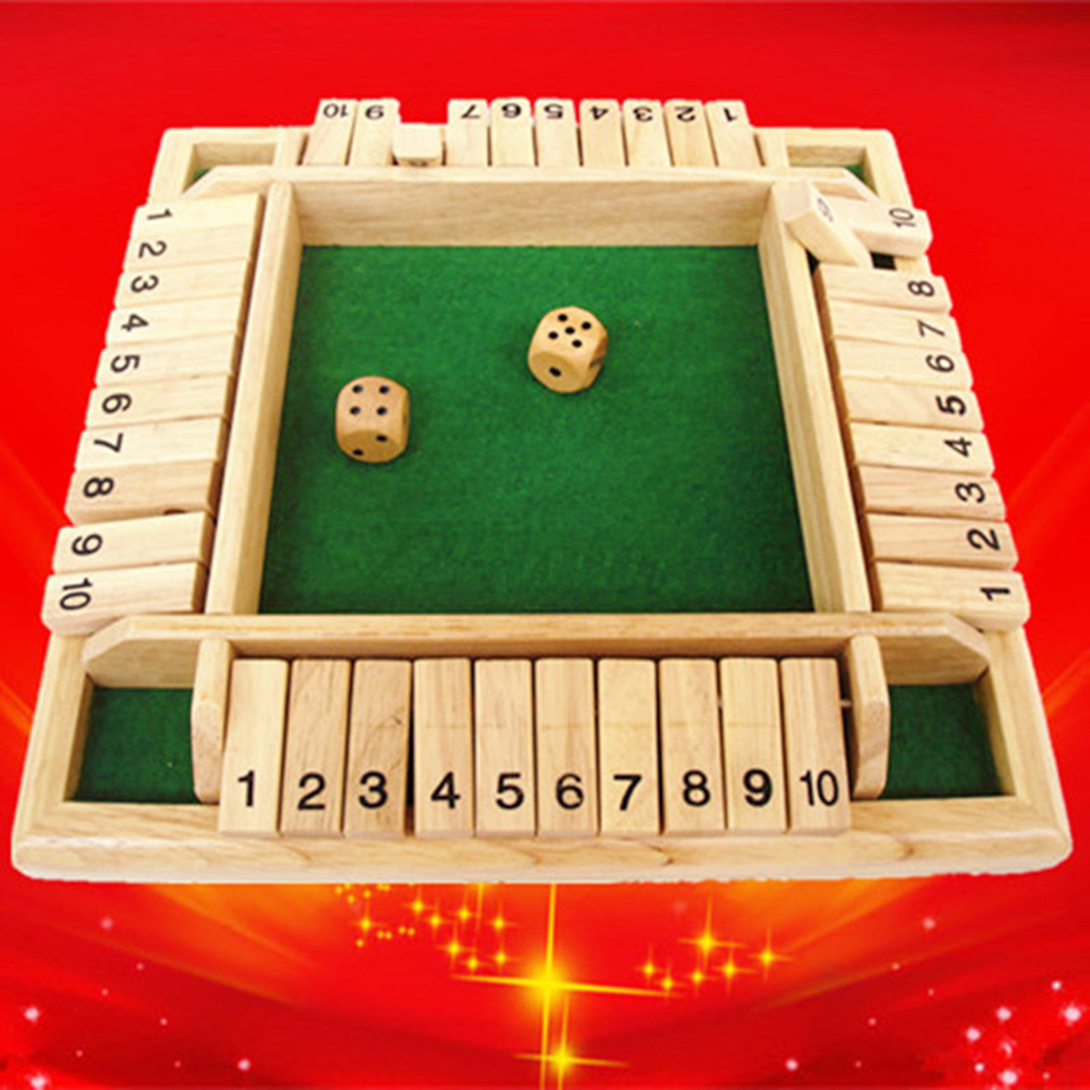 Shut The Box Game Wooden Board Number Drinking Dice Toy Family 